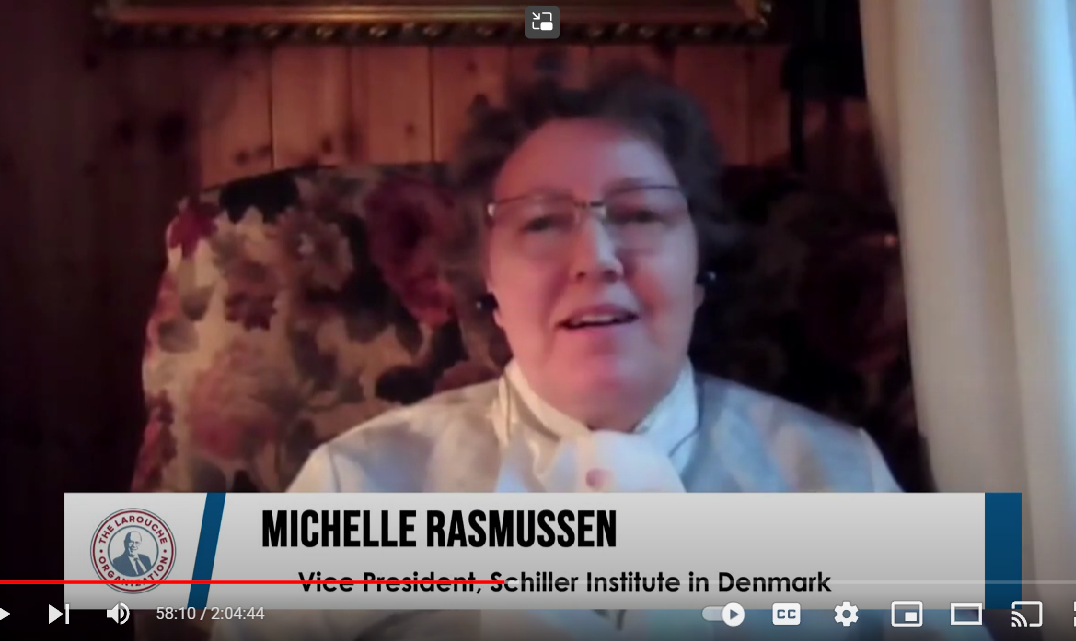 Næstformand Michelle Rasmussen på LaRouche-organisationens videoprogram ...